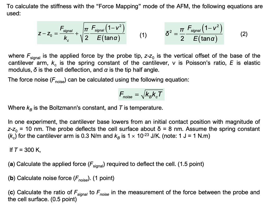 SOLVED: Texts: To calculate the stiffness with the "Force Mapping" mode ...