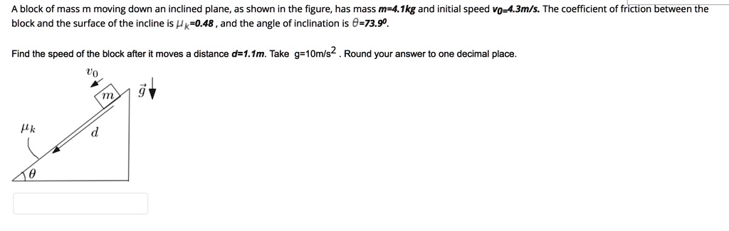 SOLVED: A block of mass m moving down an inclined plane, as shown in ...