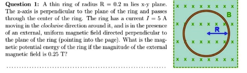 question 1 a thin ring of radius r02m lies x y plane the z axis is ...