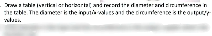SOLVED: Draw a table (vertical or horizontal) and record the diameter ...