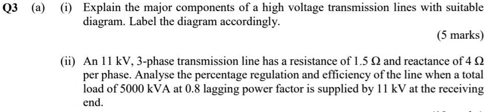 q3 a i explain the major components of a high voltage transmission ...