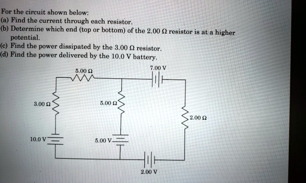 SOLVED: For the circuit shown below: (a) Find the current through each ...
