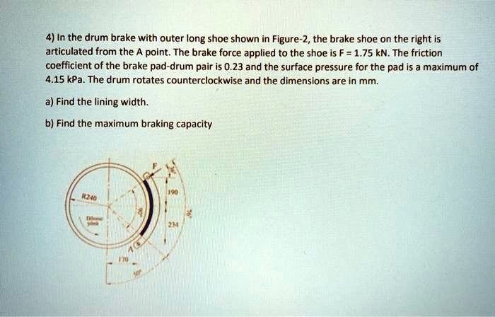 SOLVED: In the drum brake with outer long shoe shown in Figure-2, the ...