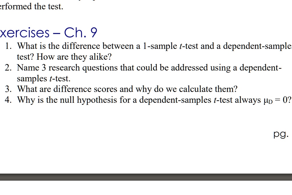 rformed the test xercises s ch 9 1 what is the difference between a 1 ...