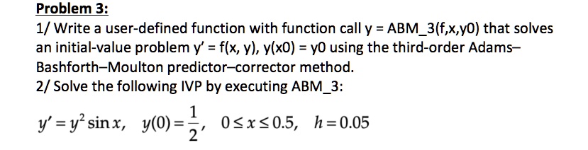 Solved Problem3 1 Write A User Defined Function With Function Call Y 8952