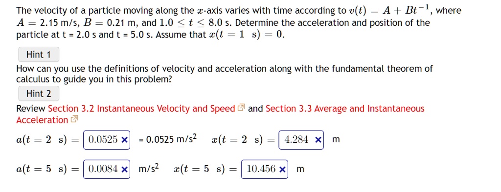 The velocity of a particle moving along the x-axis varies...