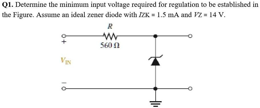 Q1. Determine the minimum input voltage required for regulation to be established in the Figure ...