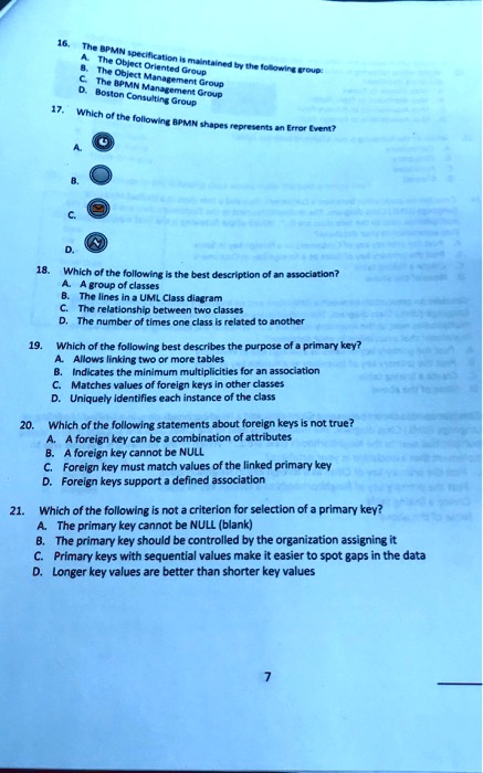 SOLVED: 16. The BPMN specification is mal A. The Object Oriented Group ...