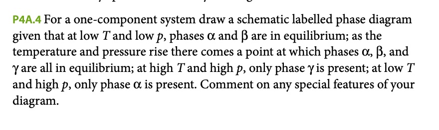 p4a4 for a one component system draw a schematic labelled phase diagram ...