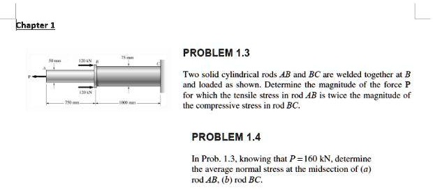 Chapter 1 PROBLEM 1.3 Two solid cylindrical rods AB and BC are welded ...
