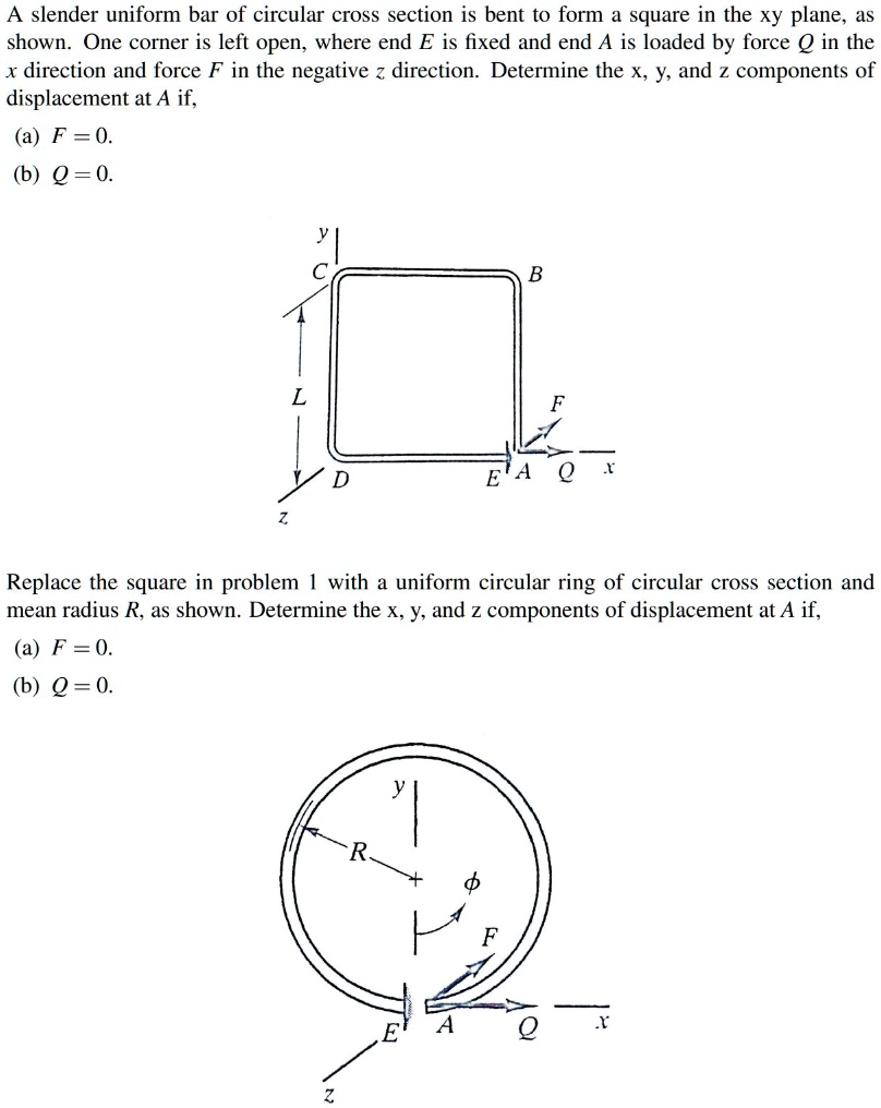A slender uniform bar of circular cross section is bent to form a ...