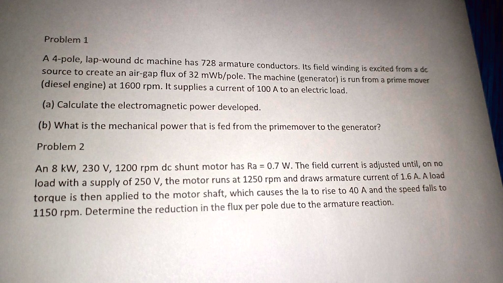problem1 a 4 polelap wound dc machine has 728 armature conductors its ...