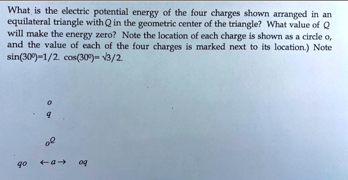 SOLVED: What is the electric potential energy of the four charges shown ...