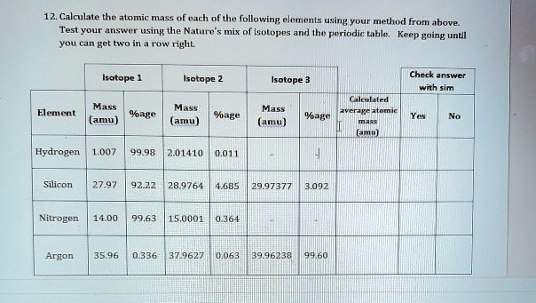 SOLVED: 12. Calculate the atomic mass of each ofthe Molloxing eutinnis Lsing: TOuC mebluc from ...