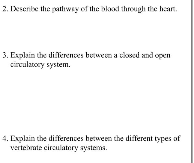 SOLVED: 2. Describe the pathway of the blood through the heart. 3 ...