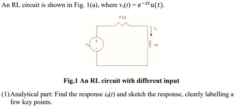 SOLVED: An RL circuit is shown in Fig. 1(a), where vs(t) = e^(-2tu(t ...
