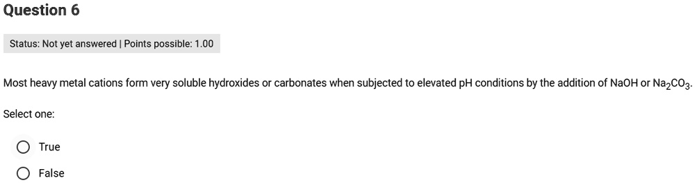 SOLVED: Question 6 Status:Not yet answered| Points possible:1.00 Most heavy metal cations form ...
