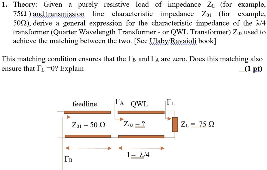 1 theory given a purely resistive load of impedance zl for example 750 ...