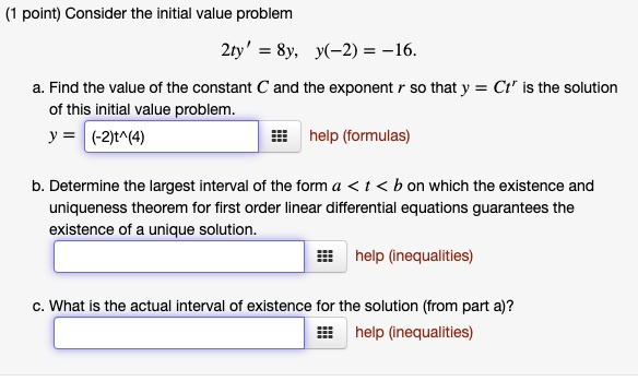 point consider the initial value problem 8y y 2 16 find the value of ...