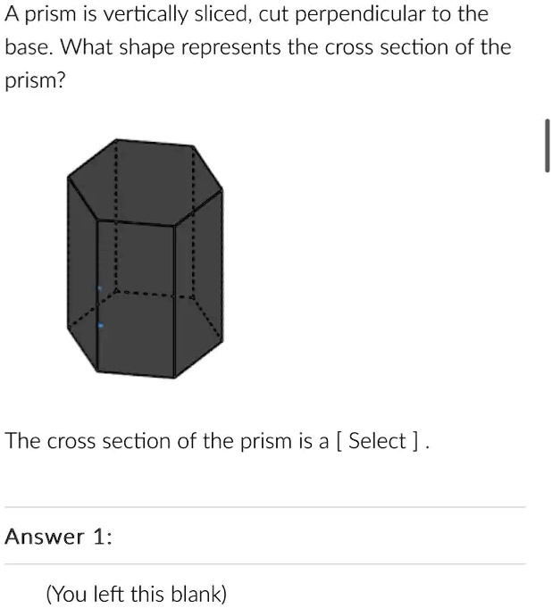 SOLVED: prism is vertically sliced, cut perpendicular to the base. What ...