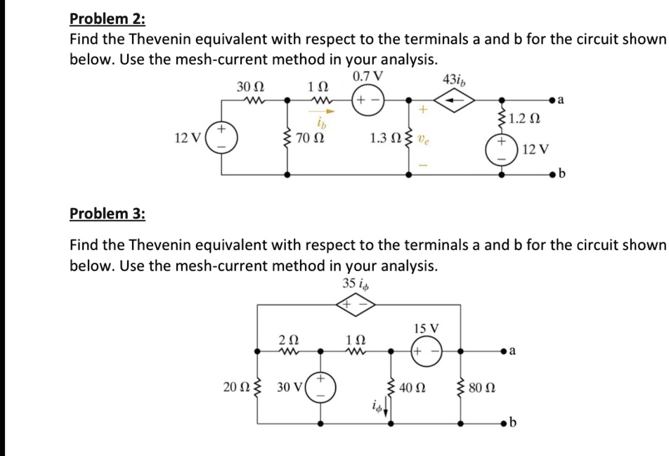 Problem 2: Find the Thevenin equivalent with respect to the terminals a and b for the circuit ...