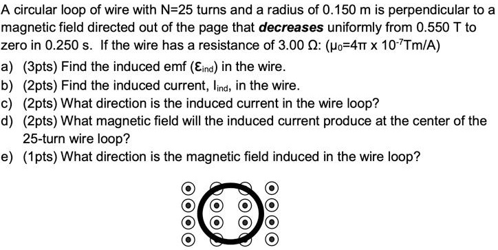 SOLVED: A circular loop of wire with N = 25 turns and a radius of 0.150 ...