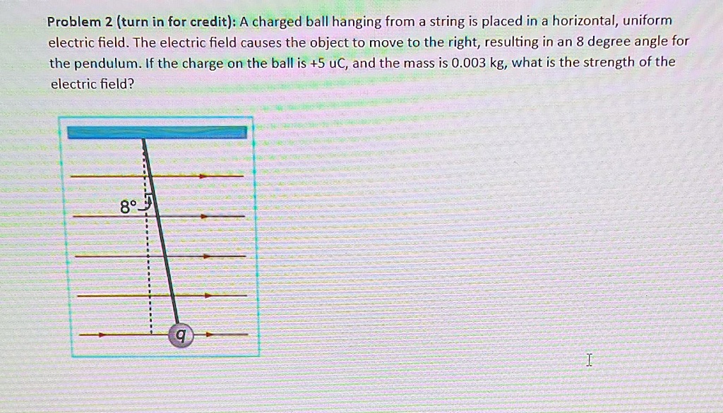 SOLVED: Problem 2 (turn in for credit): A charged ball hanging from a ...