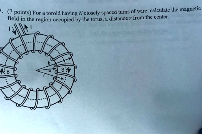 SOLVED: points) For a toroid spaced turns of wire, calculate the magnetic having N closely field ...