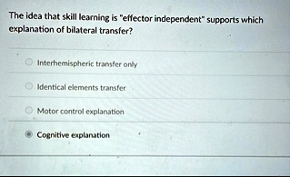 the idea that skill learning is effector independent supports which ...