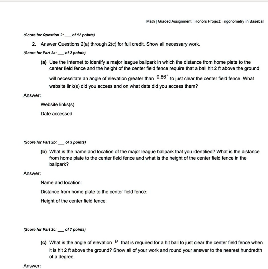 math graded assignment honors project trigonometry in baseball score ...