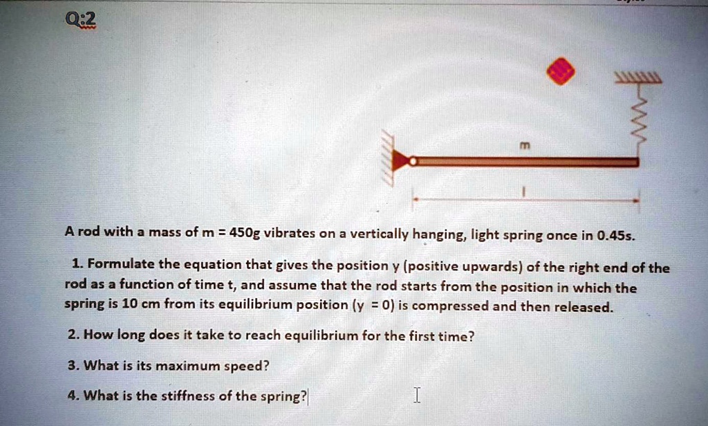 SOLVED: A rod with a mass of m = 450g vibrates on a vertically hanging ...