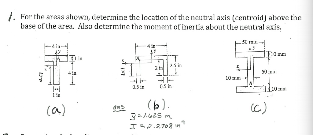 for the areas shown determine the location of the neutral axis centroid ...
