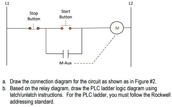 L1 Stop Button Start Button M-Aux M L2 a. Draw the connection diagram ...