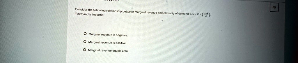 SOLVED: Consider the following relationship between marginal revenue ...
