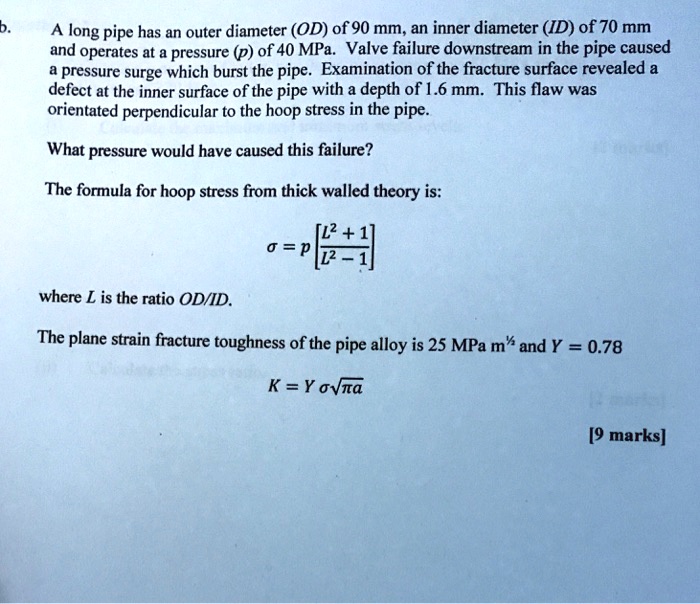 b. A long pipe has an outer diameter (OD) of 90 mm, an inner diameter ...