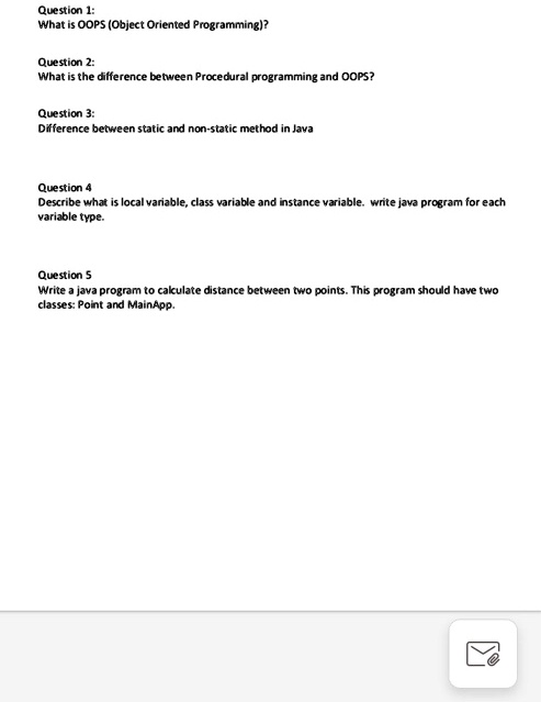 Solved Question 1 What Is Oops Object Oriented Programming Question 2 What Is The
