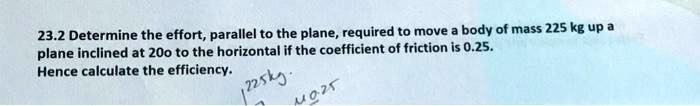 23.2 Determine the effort, parallel to the plane, required to move a ...