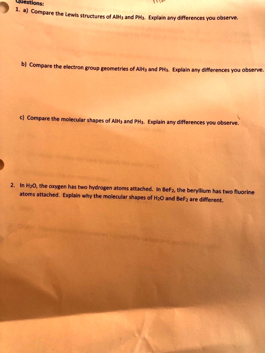 Uestions: 1. a) Compare the Lewis structures of AlH3 and...