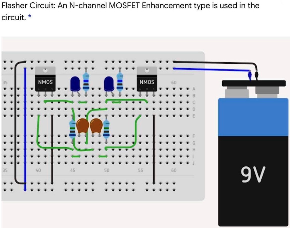 draw the circuit diagram flasher circuitan n channel mosfet enhancement ...