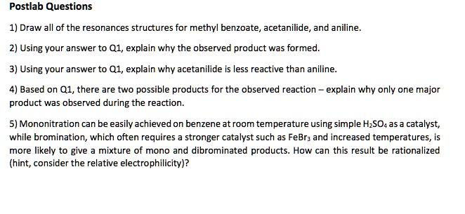 SOLVED:Postlab Questions 1) Draw all of the resonances structures for ... SOLVED:Postlab Questions 1) Draw all of the resonances structures for ...