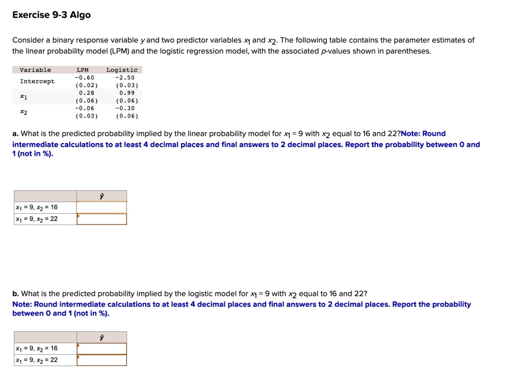 Solved Exercise 9 3 Algo Consider A Binary Response Variable Y And Two Predictor Variables X1 