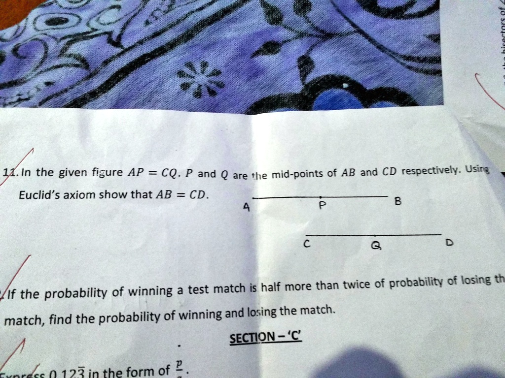 SOLVED: in the given figure AP =CQ. P and Q are the mid-points of AB and CD respectively. Using ...