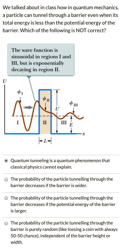 SOLVED: We talked about in class how in quantum mechanics, particle can ...