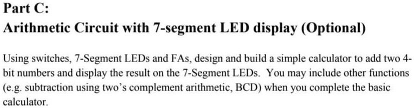 Solved I Need To Circuit Only Part C Arithmetic Circuit With 7 Segment Led Display Optional