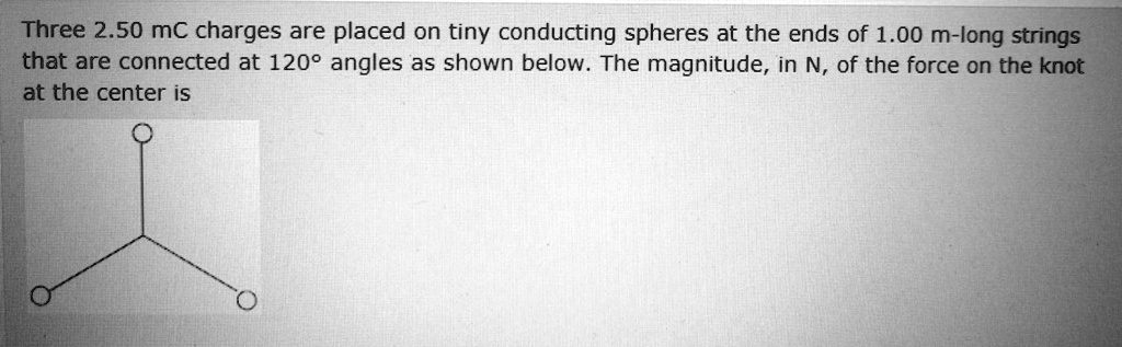 three 250 mc charges are placed on tiny conducting spheres at the ends ...