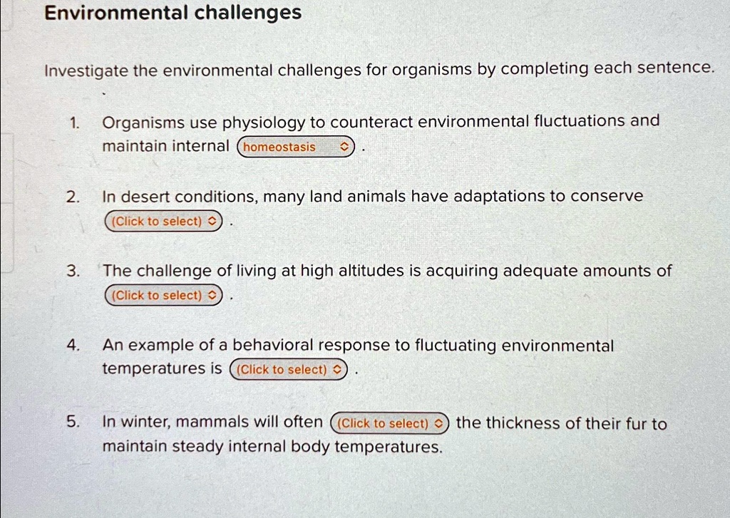 Environmental challenges Investigate the environmental challenges for ...