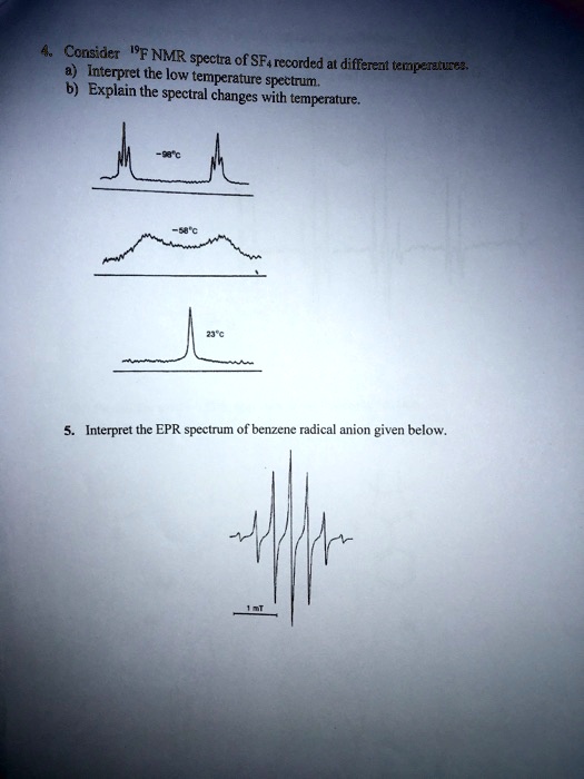 4. Consider ^19F NMR spectra of SF4 recorded at different temperatures ...
