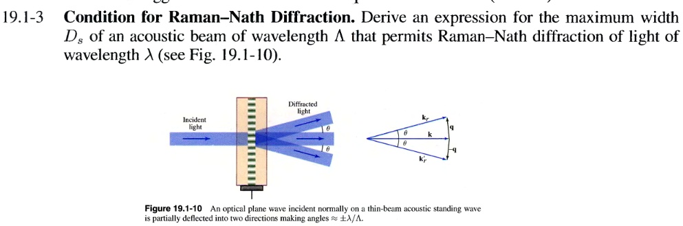 191 3 condition for raman nath diffraction derive an expression for the ...