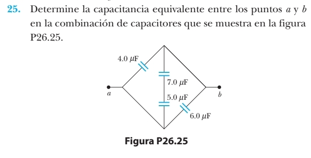 25. Determine la capacitancia equivalente entre los puntos a y b en la ...