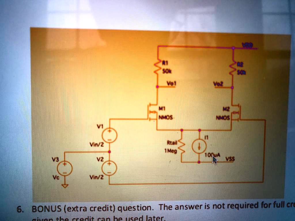 SOLVED: Consider the circuit in the figure below. MOS transistor parameters are Vt = 0.8V, kp ...